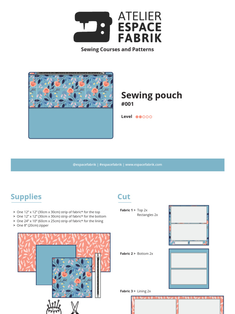 Sewing Pouch Pattern and Instructions | PDF | Seam (Sewing) | Sewing