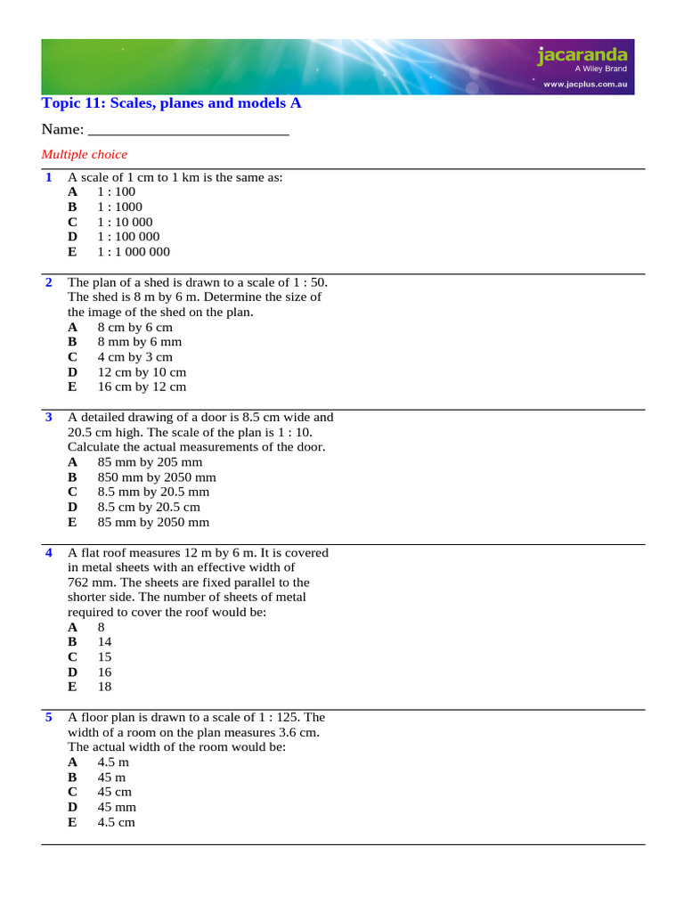 Topic 11 Scales, Planes and Models A | PDF | Length
