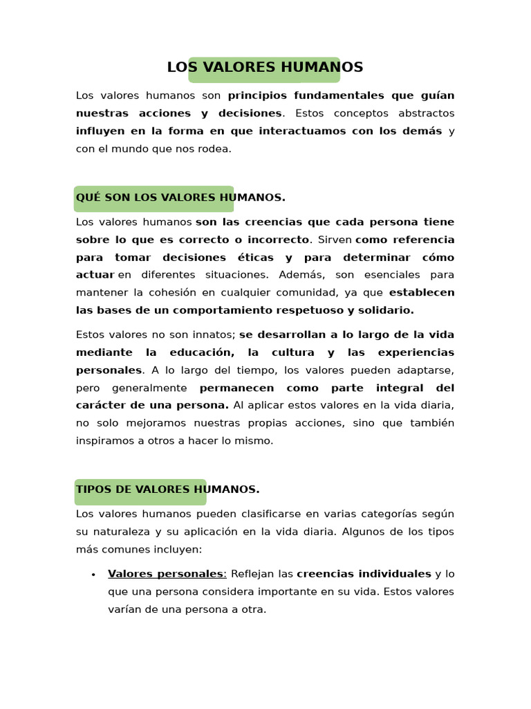 Valores Humanos: Principios Esenciales | PDF | Felicidad | Justicia