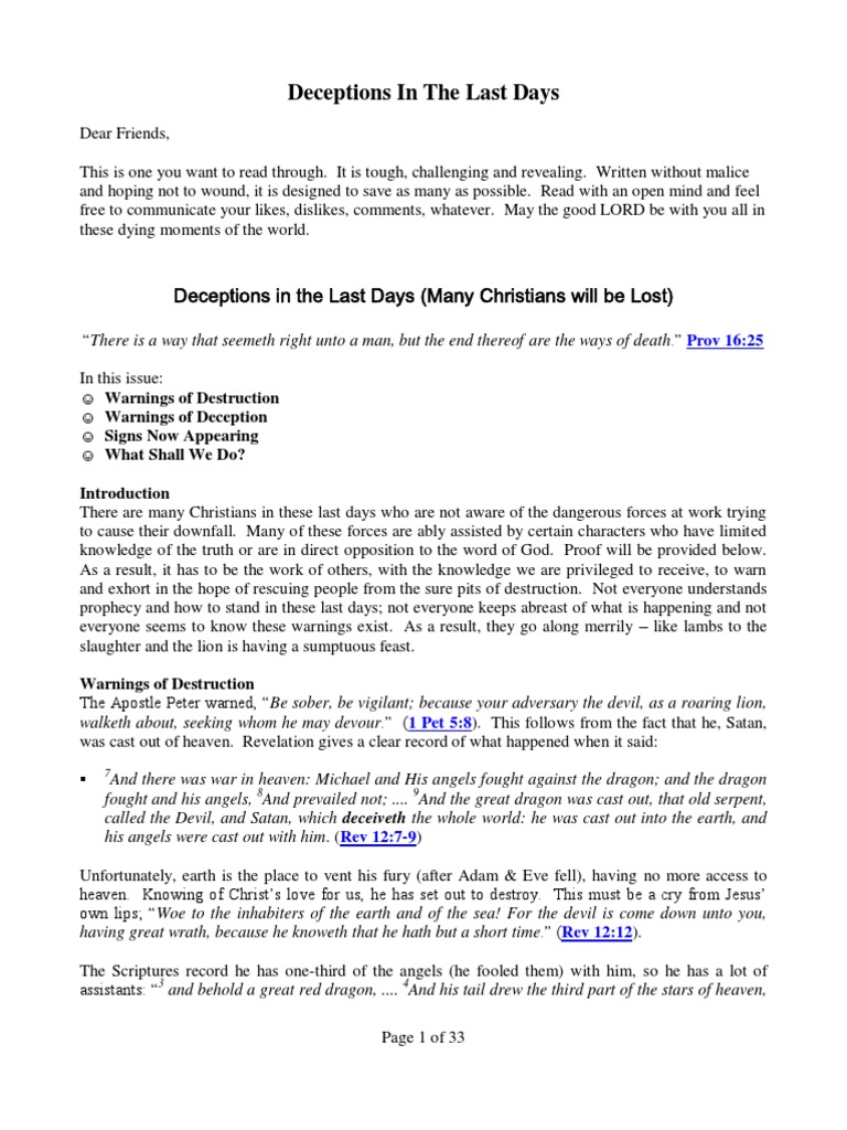 Deceptions in The Last Days All | PDF | Shadrach, Meshach, And Abednego ...