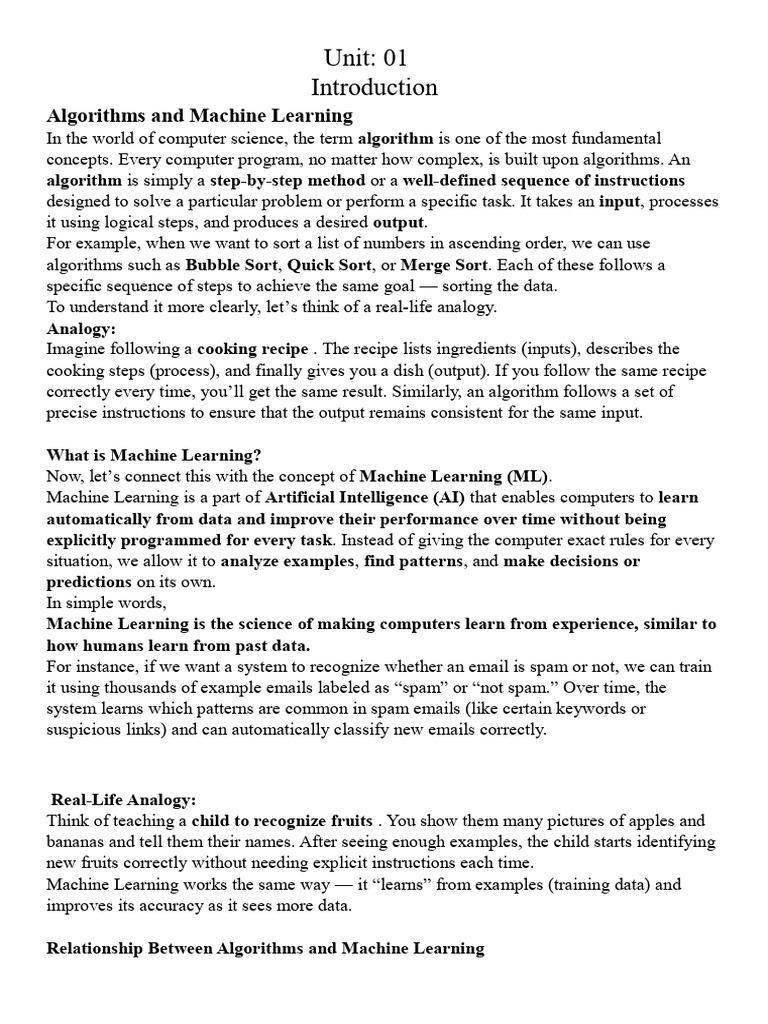 Machine Learning for data science unit 01 | PDF | Machine Learning ...