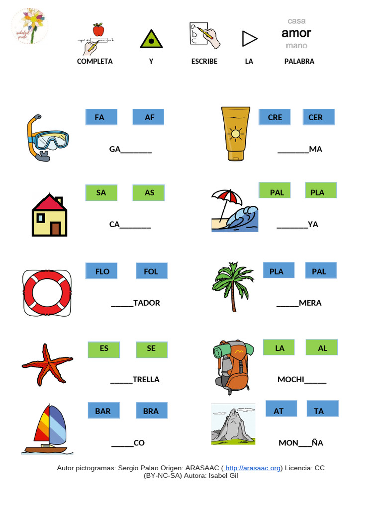 Completa La Palabra-Verano. Docx | PDF