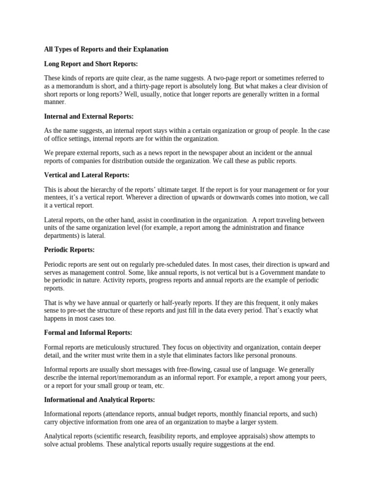 Types of Reports Explained | PDF