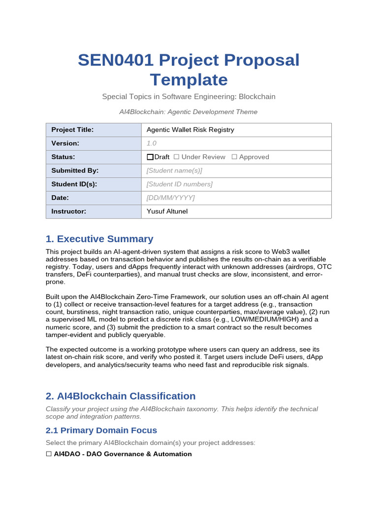 AI-Driven Wallet Risk Registry Proposal | PDF | Deep Learning ...