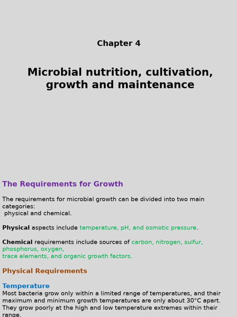 Microbial Growth Requirements and Media | PDF | Growth Medium | Bacteria