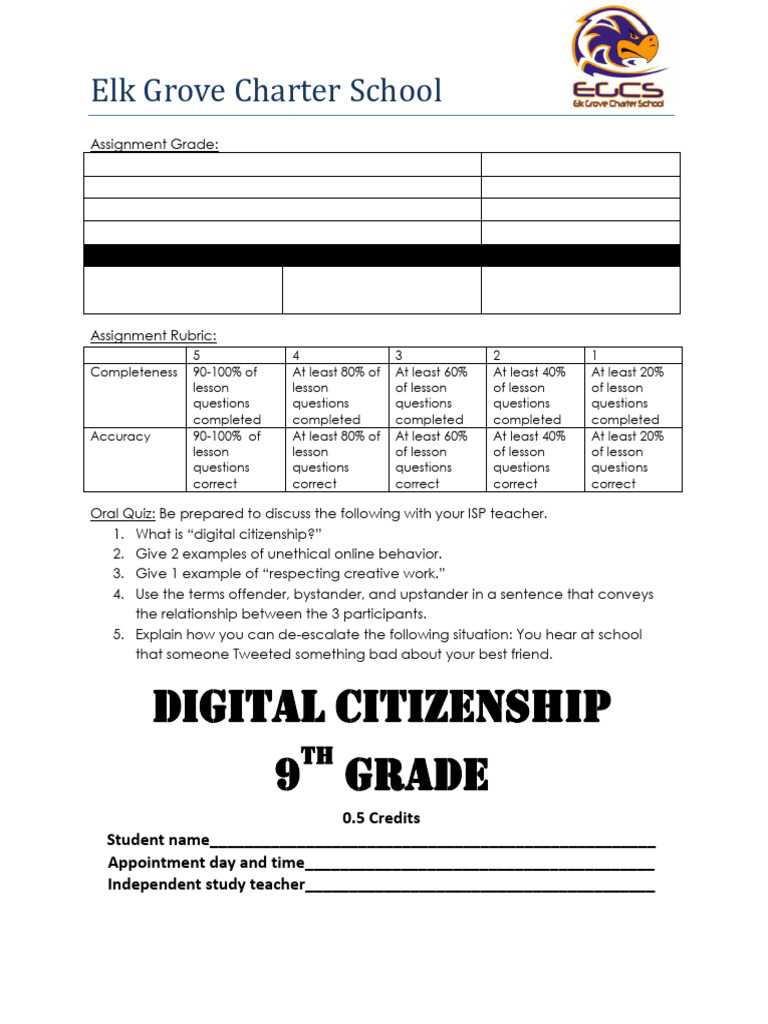 Digital Citizenship 9 Assignment | PDF | Cyberbullying | Bullying
