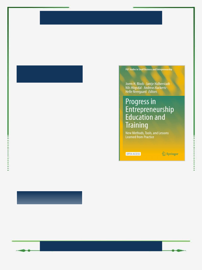 Progress in Entrepreneurship Education and Training 1st Edition by ...