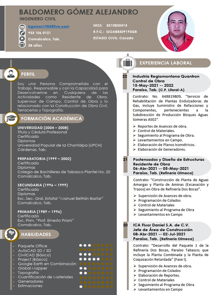 C.V. Ing. Baldomero Gomez A_2021 | PDF | Ingeniería