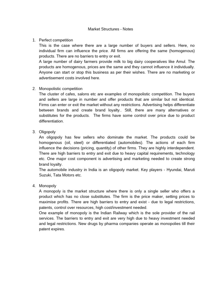 SHASHANK K - Market Structures - Notes | PDF