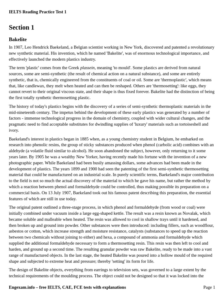 IELTS Reading Practice Test 1 Printable | PDF
