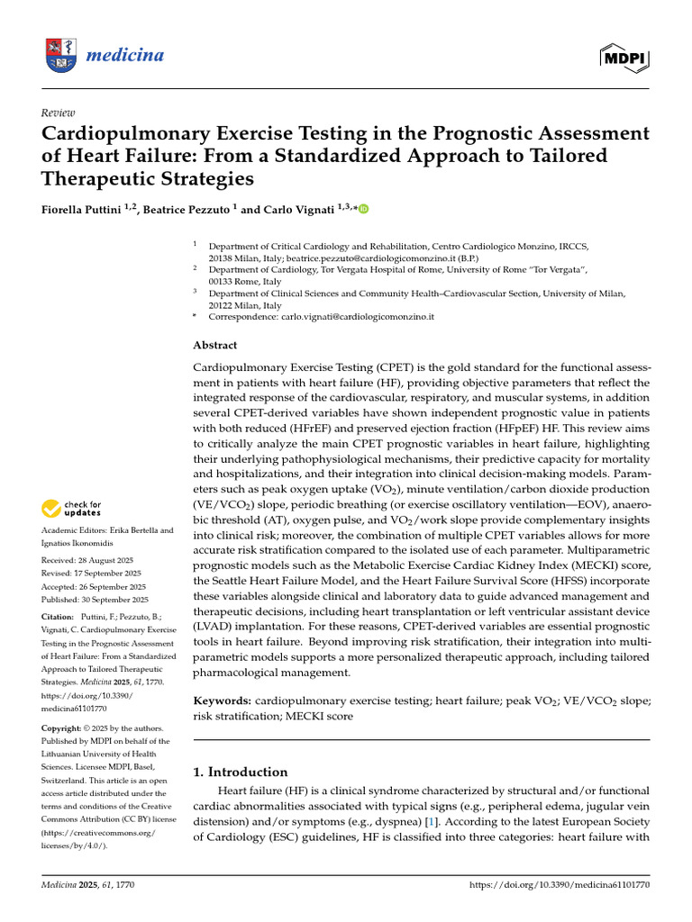 Cardiopulmonary Exercise Testing in Heart Failure | PDF | Heart Failure ...