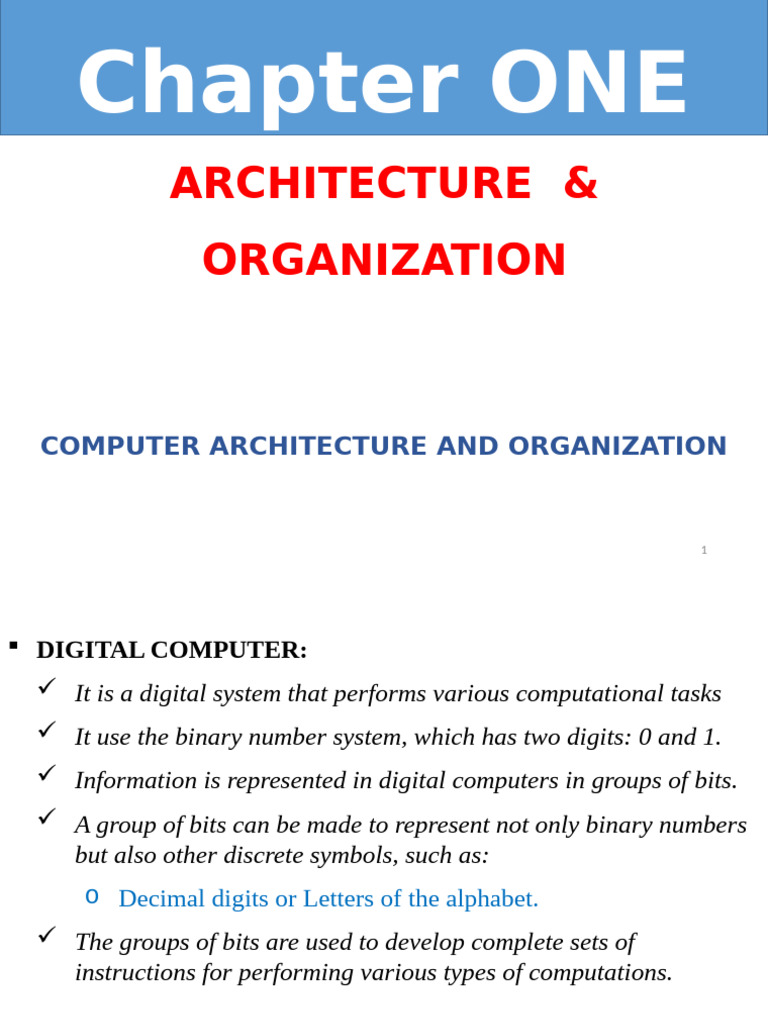 COA-1 Computer architecture and Organization COA-1 Computer ...