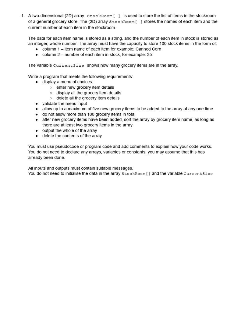 15 Marker Programming Question | PDF