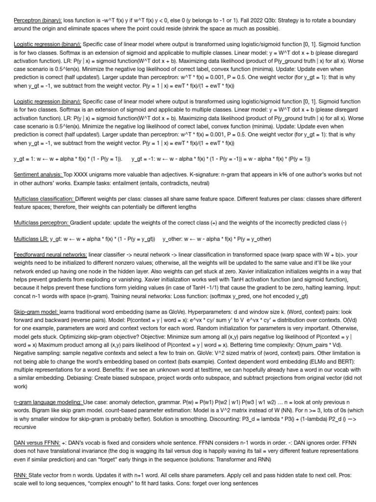 Nlp Cheat Sheet Let's Get That 100 | PDF | Computational Neuroscience ...