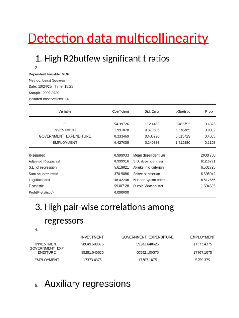 Detection Data Multicollinearity 10.9 | PDF | Coefficient Of ...