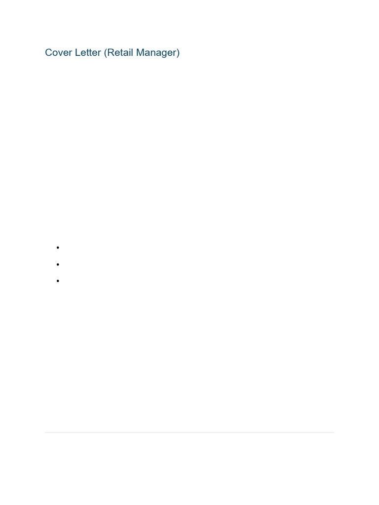 Retail Manager Cover Letter Example | PDF