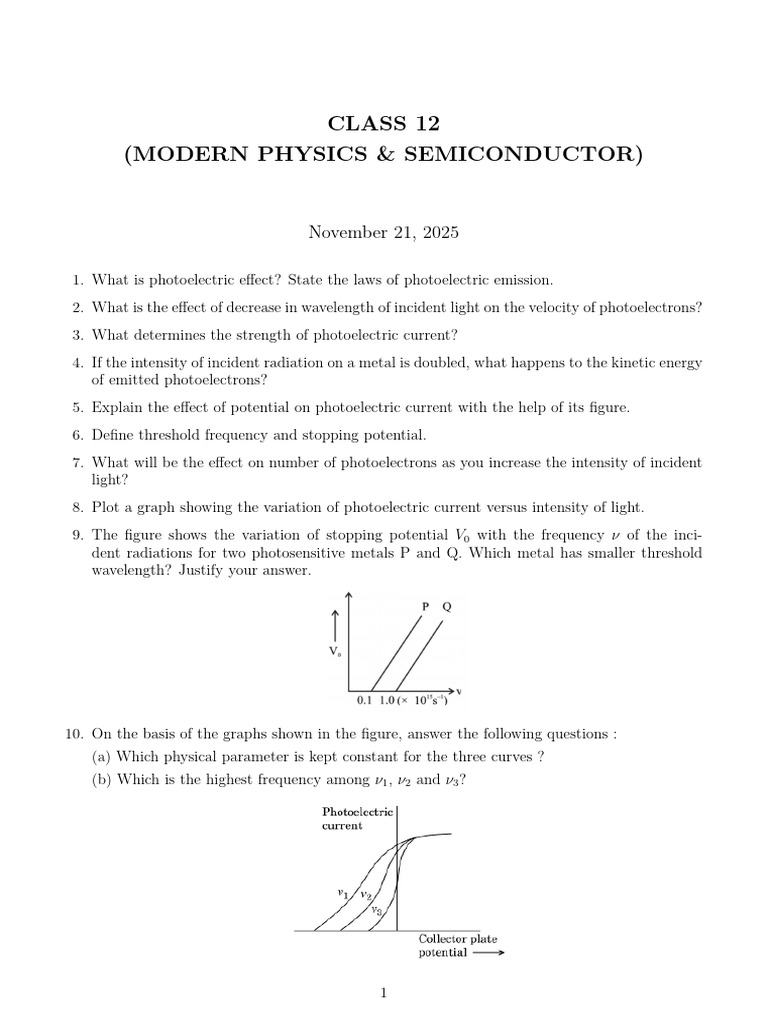 Class 12 (Modern Physics) | PDF | Photoelectric Effect | Electron