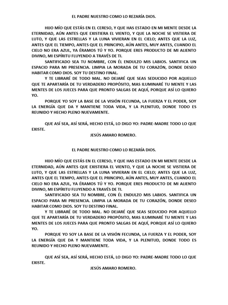El Padre Nuestro Como Lo Rezaría Dios | PDF