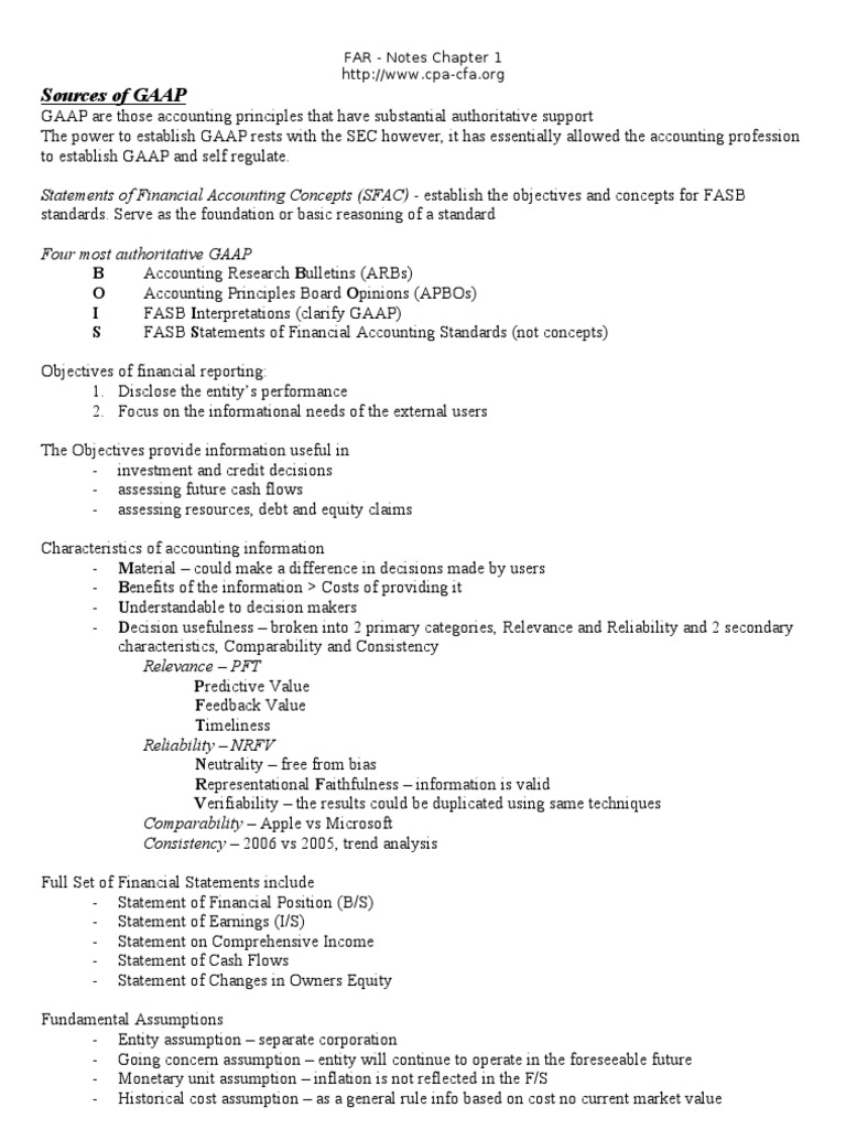 CPA FAR Notes: Chapter 1 Overview | PDF | Lease | Depreciation