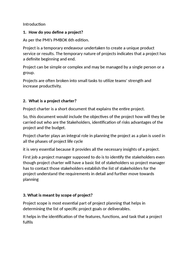 PM Interview Qns1 | PDF | Project Management | Business
