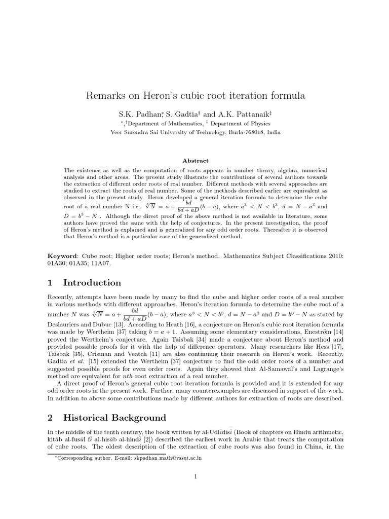 Méthode de Héron Pour Calculer Racine Cube | PDF | Mathematical ...