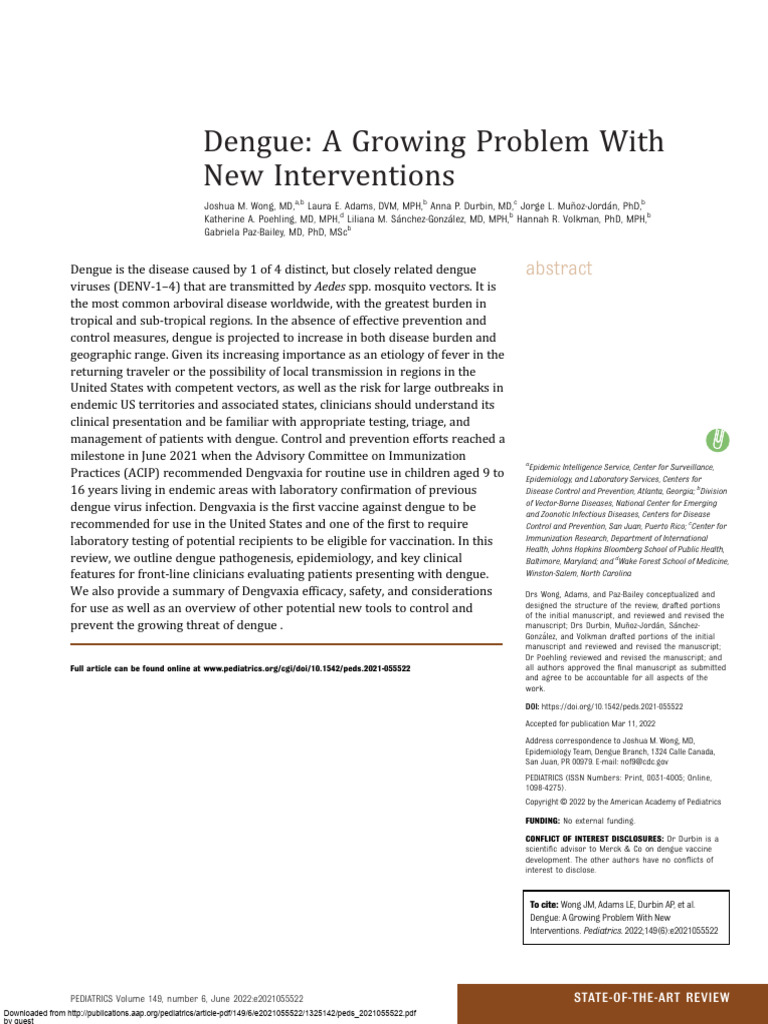 Dengue A Growing Problem With New Interventions | PDF | Zika Fever ...