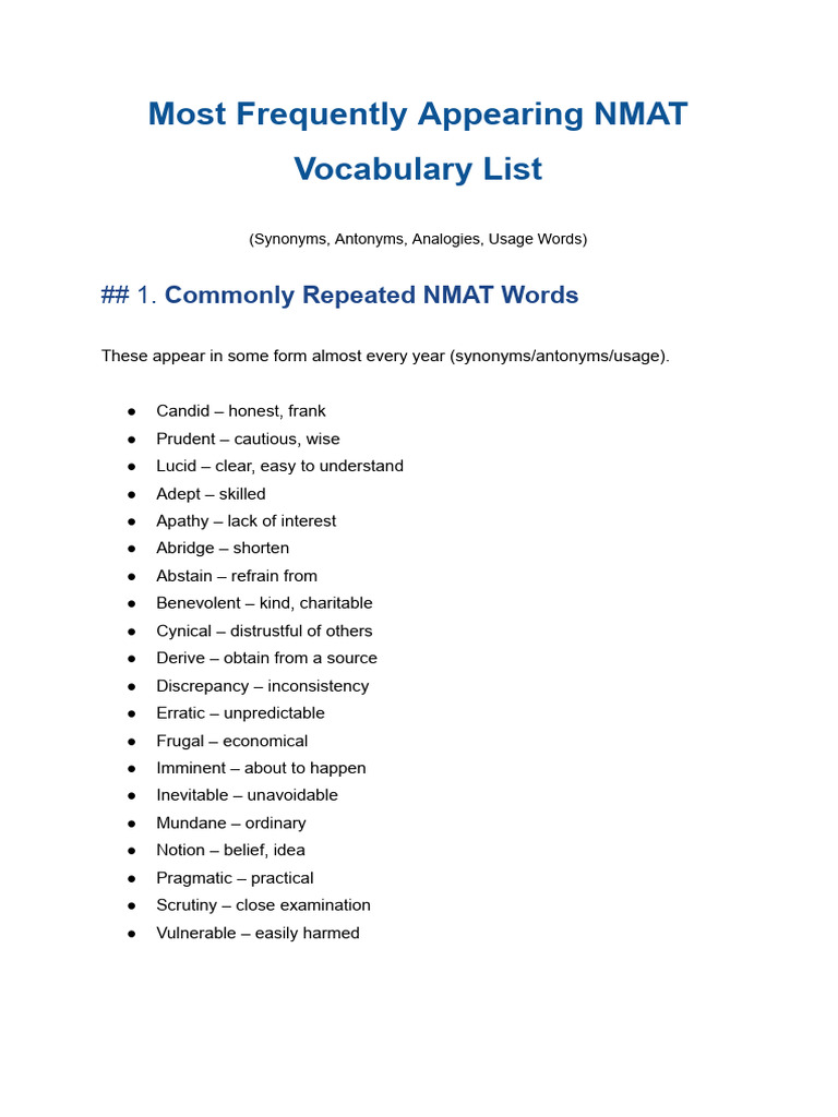 NMAT | PDF | Lexical Semantics | Semantics