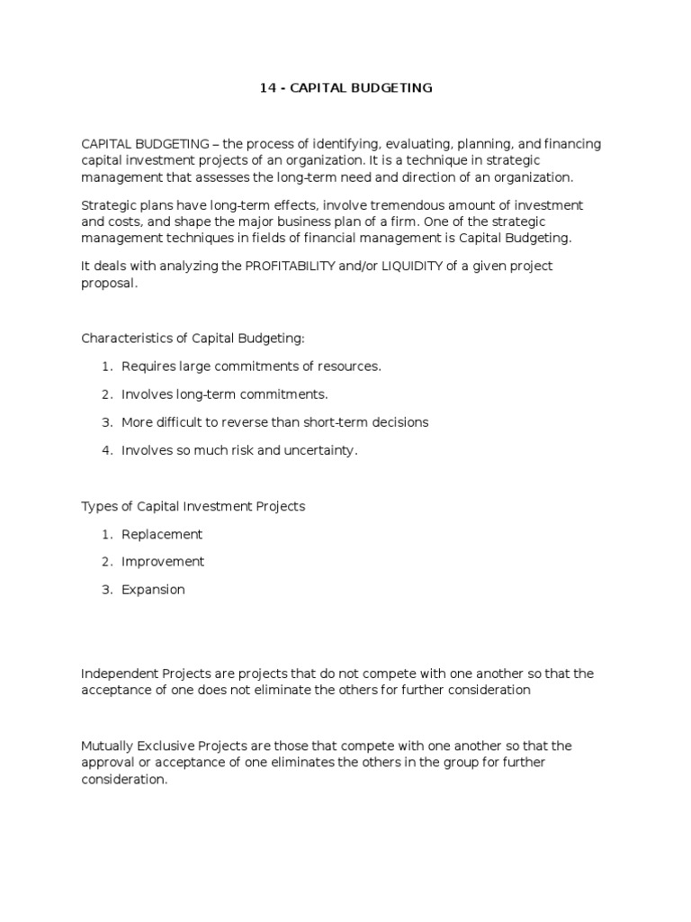 Capital Budgeting Report Final | PDF | Net Present Value | Internal ...