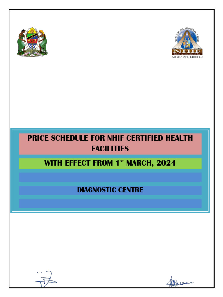 NHIF Diagnostic Facility Price List 2024 | PDF | Antibody | Blood Plasma
