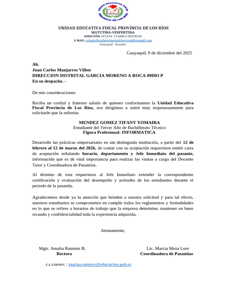 Formato de Solicitud de Pasantias | PDF