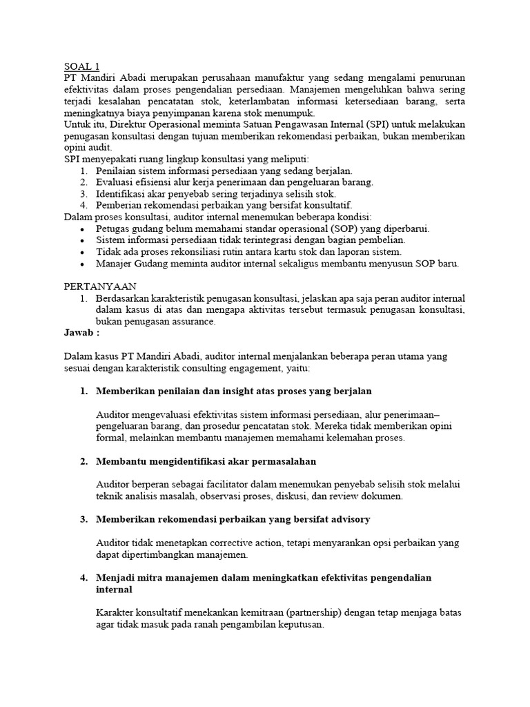 Peran Auditor Internal dalam Konsultasi KPI | PDF