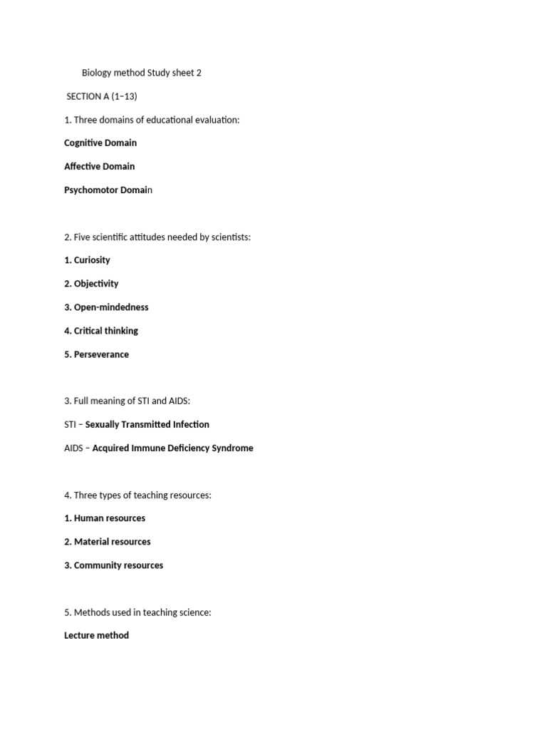 Biology Teaching Methods and Evaluation Guide | PDF | Teachers | Learning