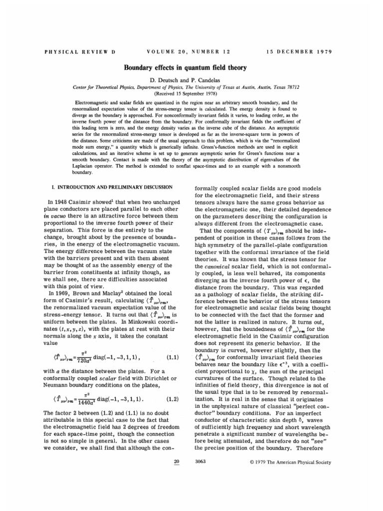 Boundary Effects in Quantum Fields | PDF | Green's Function | Tensor