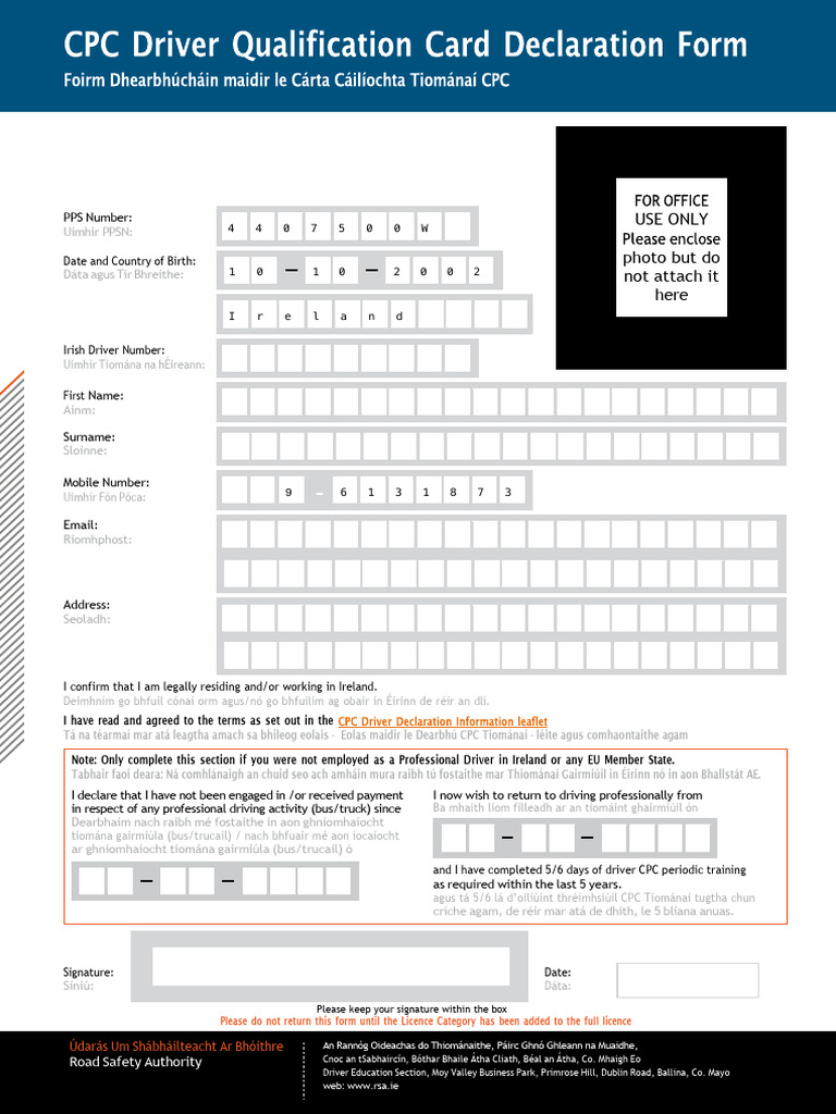Driver CPC Application and Guidelines | PDF