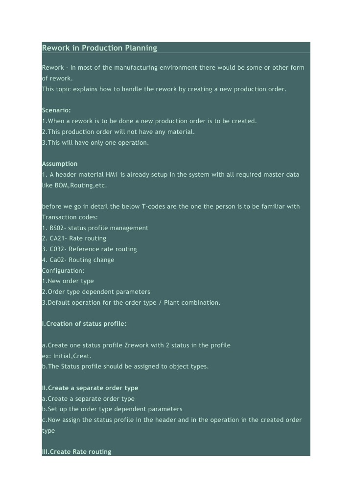 How To Handle Rework In Production Planning Using Trigger Points And