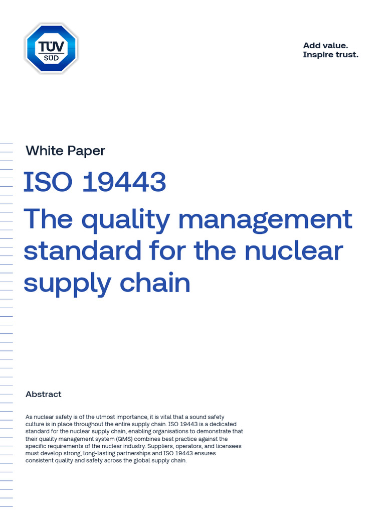 ISO 19443: Nuclear Supply Chain Quality Standards | PDF | Quality ...