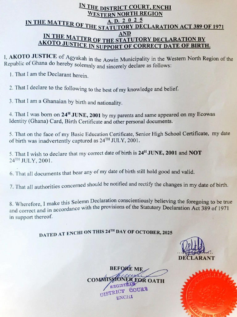 Statutory Declaration | PDF