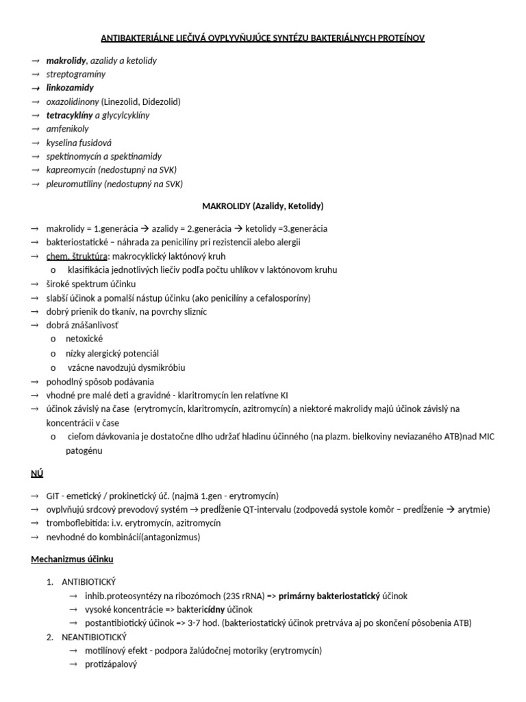 ATB - TC, Makrolidy, .. | PDF