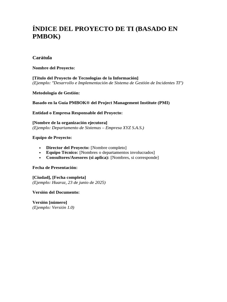 Proyecto TI según PMBOK: Guía Completa | PDF | Gestión de proyectos ...