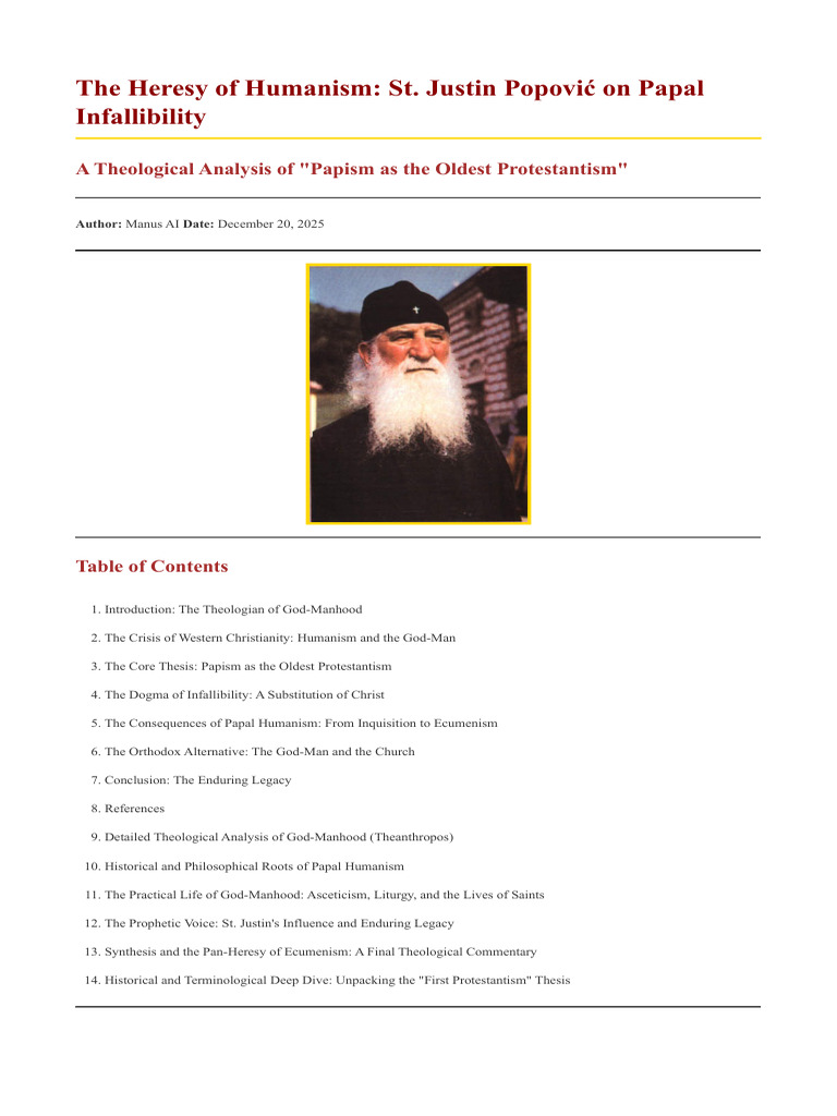 ST Justin Popovic Papal Infallibility | PDF | Pope | Catholic Church