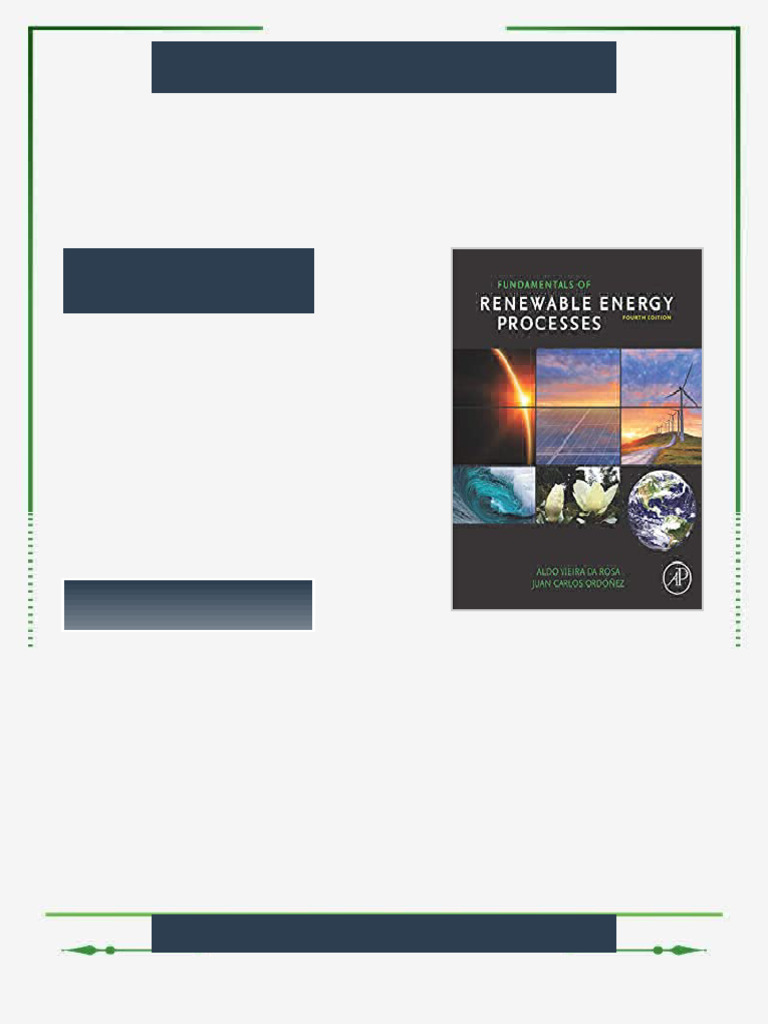 Fundamentals of Renewable Energy Processes 4th Edition Aldo Vieira Da ...