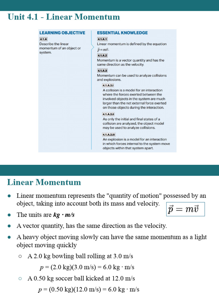 Understanding Linear Momentum Concepts | PDF | Momentum | Velocity