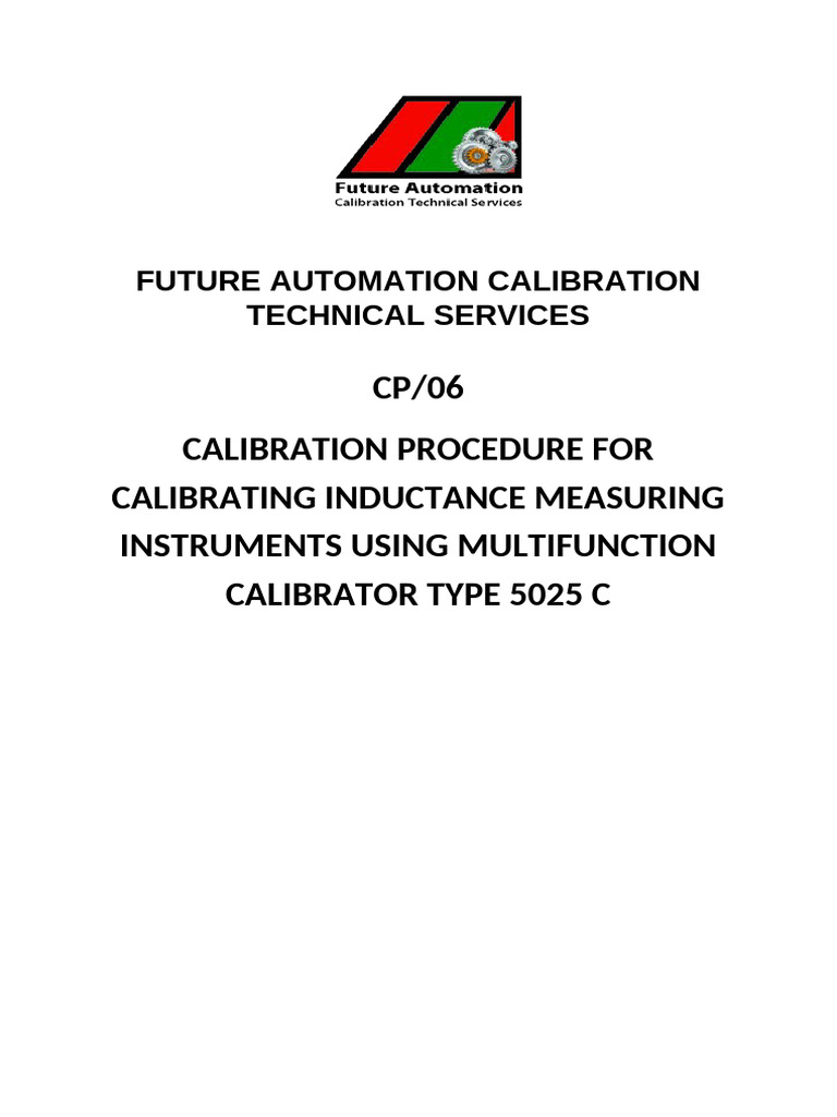 Calibration Ind Procedure 6 | PDF | Calibration | Uncertainty