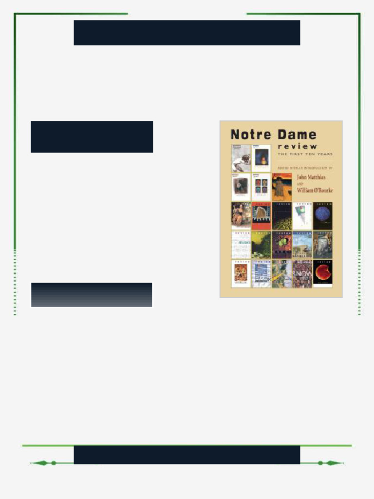 Notre Dame Review The First Ten Years 1st Edition John Matthias ebook ...