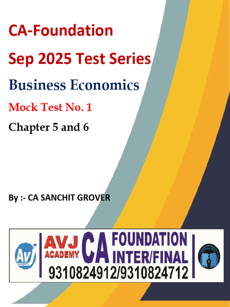 CA Foundation Econmics Mock Test No. 1 by CA Sanchit Grover (1) | PDF