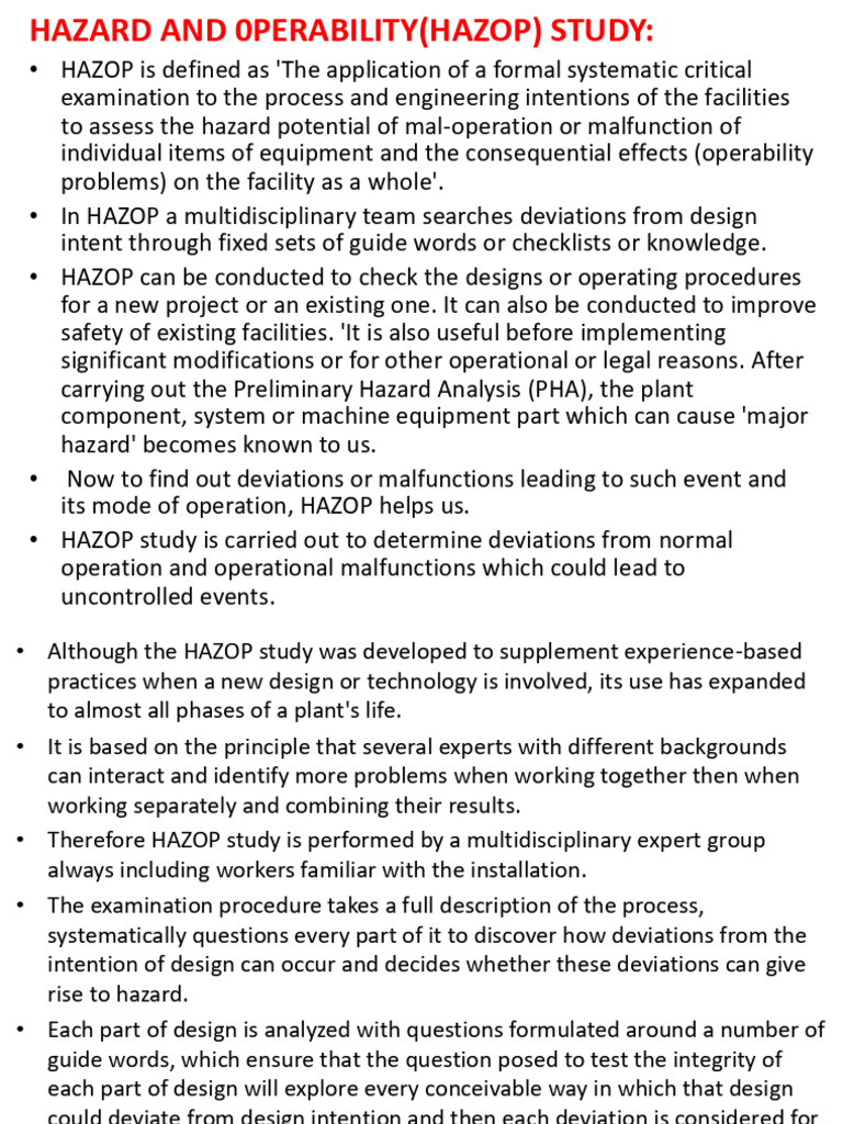 HAZOP Study: Hazard Analysis Process | PDF
