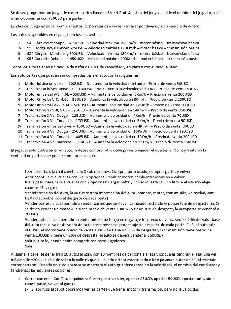 Ejercicio Street Rod | PDF | Coche | Vehículo de motor