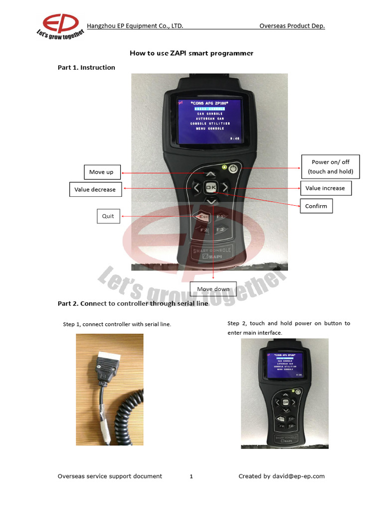 ZAPI Smart Programmer User Guide | PDF | Menu (Computing) | Software
