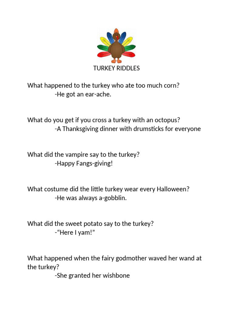 Turkey Riddles 4 | PDF
