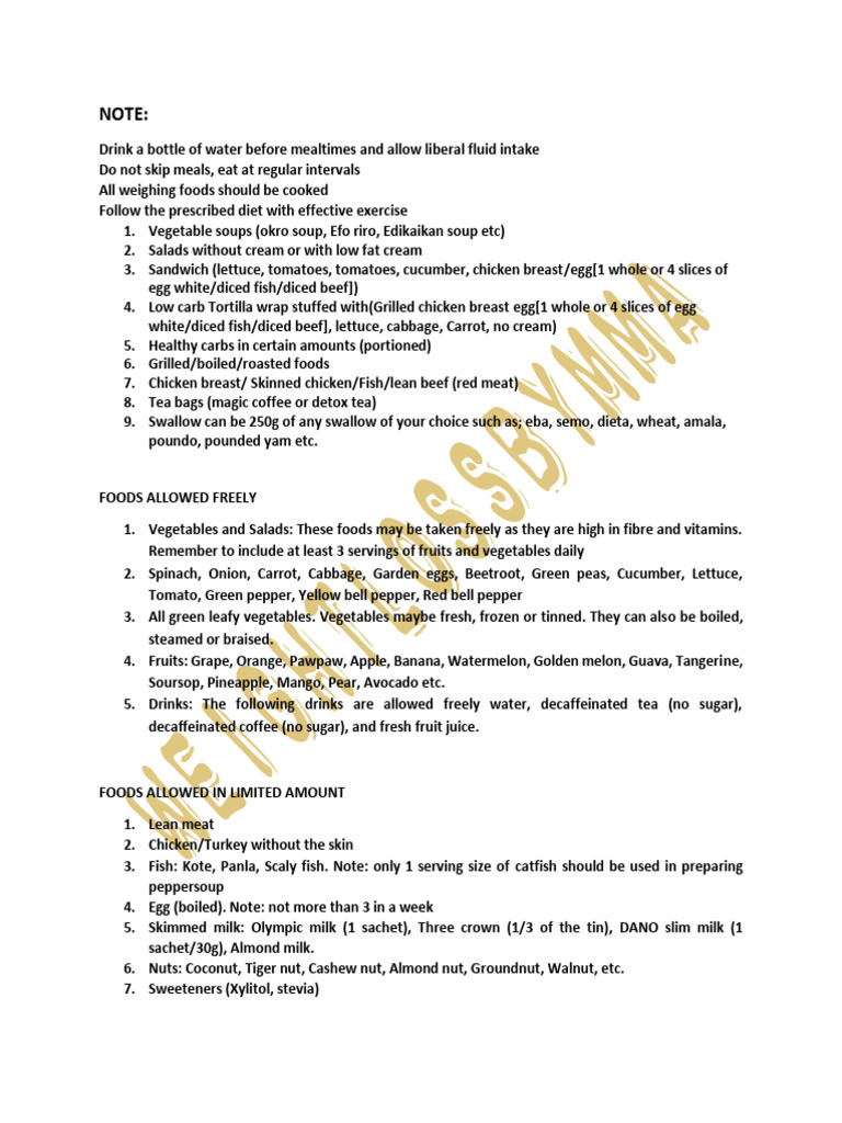 updated guideline for weightloss | PDF | Vegetables | Drink